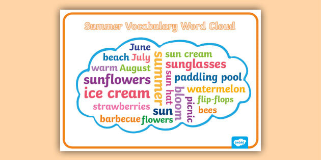 Summer Vocabulary Word Cloud (teacher made)