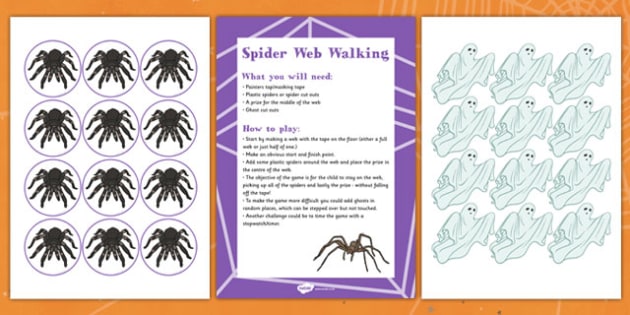 Spider Web Walking Halloween Party Game and Resource Pack