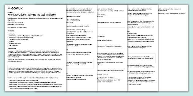 FREE! - Key Stage 2 Tests: Varying the Test Timetable