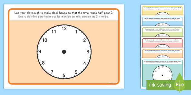 O´Clock, Half Past and Quarter After Playdough Mat - Twinkl