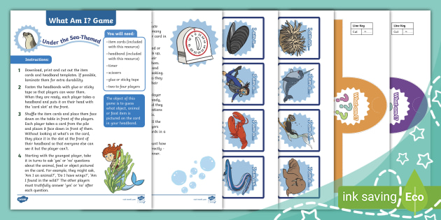 What Am I? Game (Under the Sea Themed) (teacher made)