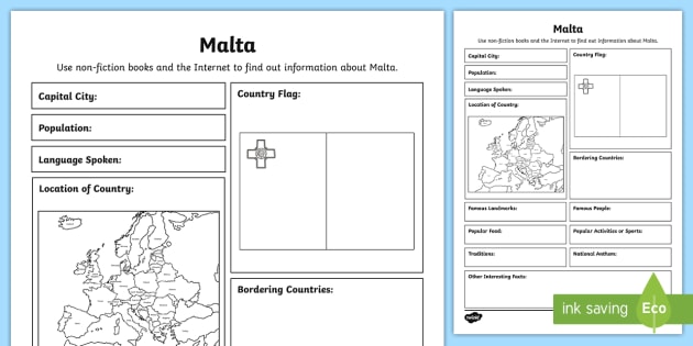 Malta Fact File Writing Template (teacher made)