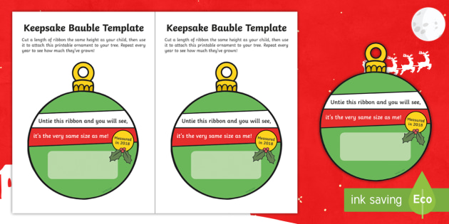 Keepsake Bauble Template Activity - memories, momentoes, poems, Christmas