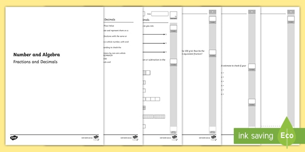 Year 6 Fractions and Decimals Assessment Sheet