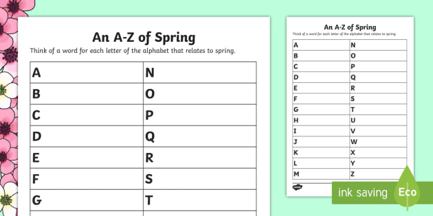 An A-Z of Spring Worksheet / Worksheet (teacher made)