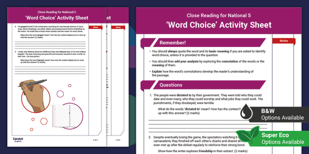 Word Choice Worksheet Revising For Word Choice | TPT