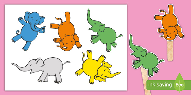One Elephant Went Out to Play Stick Puppets