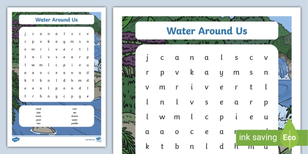 Water Around Us Word Search (teacher made)