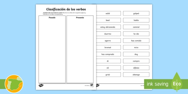 Hojas De Trabajo De Verbos En Tiempo Pasado Y Presente