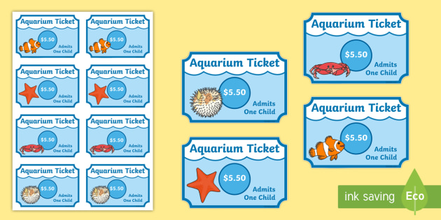 The Aquarium Role Play Tickets (teacher made)