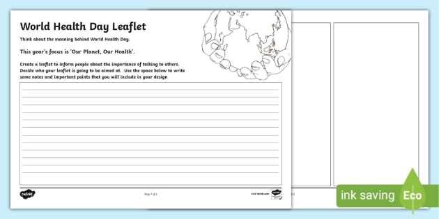 World Health Day Design a Leaflet Worksheet / Worksheet