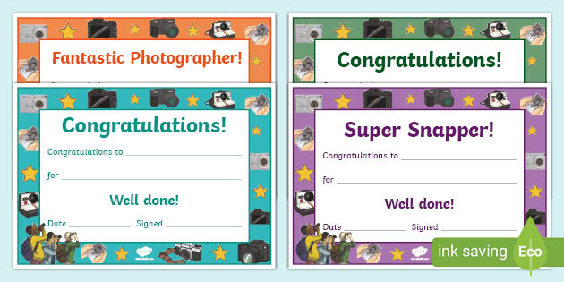 * NEW * Photography Skills Certificates