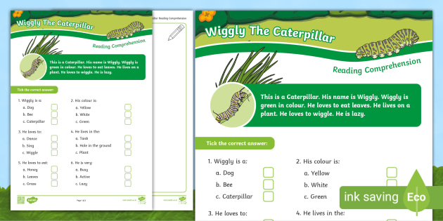 Wiggly The Caterpillar Reading Comprehension