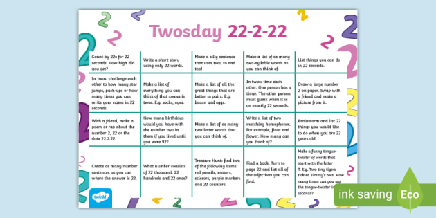 Twosday Challenge Card (Teacher-Made)