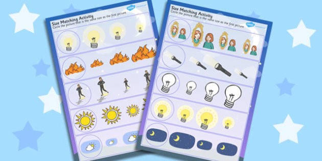 Light and Dark Size Matching Worksheets (creat de profesori)