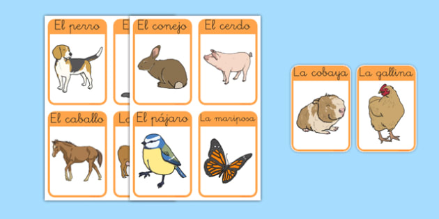Tarjetas de vocabulario - animales de la granja