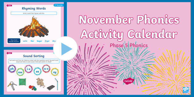 Phase 5 November Phonics Activity Calendar PowerPoint