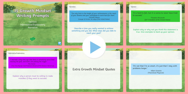 Growth Mindset Writing Prompts PowerPoint - US Requests