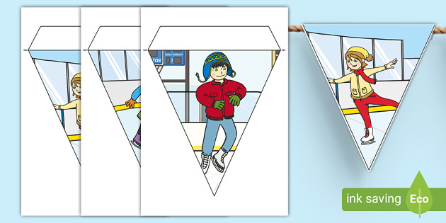 Ice Skating Cartoon Themed Display Bunting