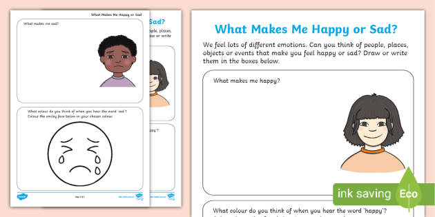 What Makes Me Happy? What Makes Me Sad? Activity Sheet