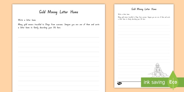Gold Mining Letter Home Activity (teacher made)