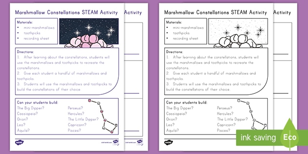 * NEW * Marshmallow Constellations STEAM Activity