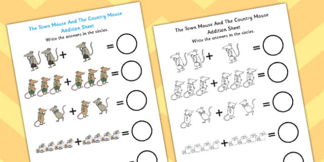 FREE! - The Town Mouse And The Country Mouse Addition Sheet