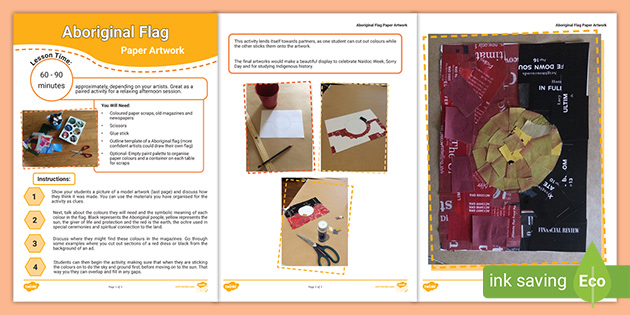 FREE! - Aboriginal Flag Recycled Artwork - Aboriginal Lesson Plans