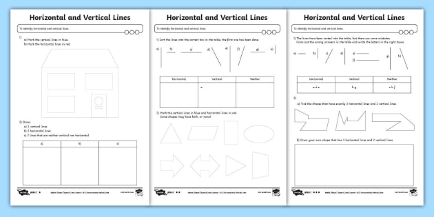  Horizontal And Vertical Lines Differentiated Maths Activity Sheet