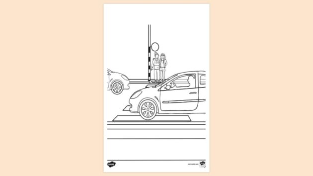 FREE! - Waiting at Busy Pedestrian Crossing | Colouring Sheets