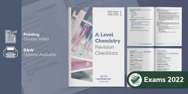 A Level Chemistry AQA Paper 2 Exam Revision Checklists | Beyond
