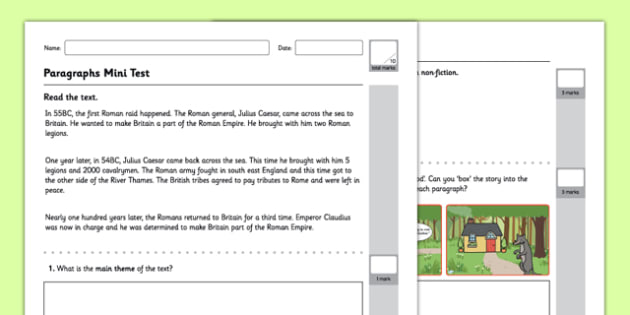 Paragraphs Test (teacher made)