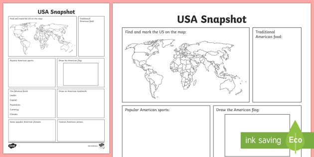 The USA Snapshot Worksheet (teacher made)