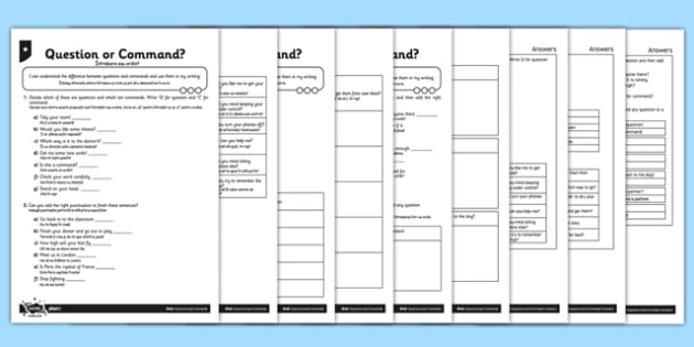 Question or Command? Differentiated Worksheet / Worksheets Romanian