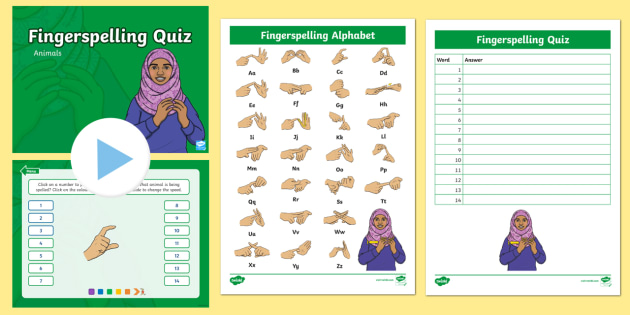 Animals Fingerspelling Quiz PowerPoint (teacher made)
