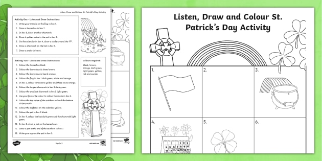 St. Patrick's Colouring Activity - First Level - CfE
