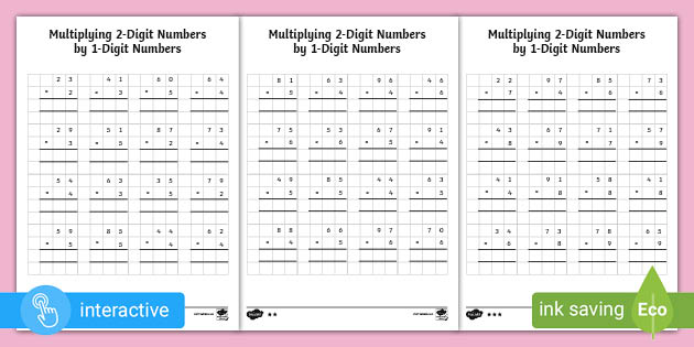 2 Digit By 1 Digit Multiplication Worksheets On Graph Paper 3rd Grade