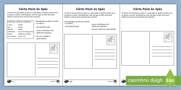 Ar Ais go Domhan de Phlimp: Cártaí Poist ón Spás