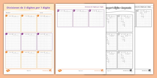 Hojas De Trabajo De División De Un Dígito En Formato Pdf Aprende A