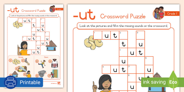 Worksheets For Grade 1 English Printable Crossword Puzzles Bingo