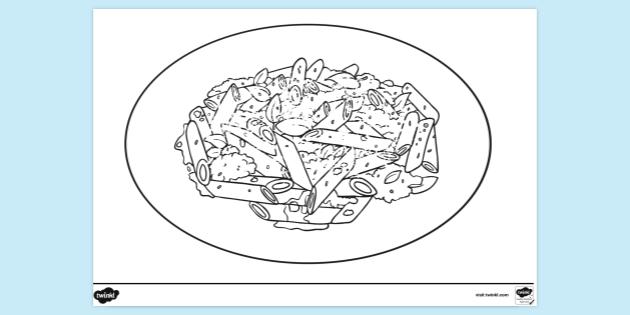 Tomato Pasta Colouring Page