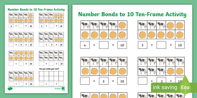👉 Number Bonds to 10 Farm Ten-Frame Activity