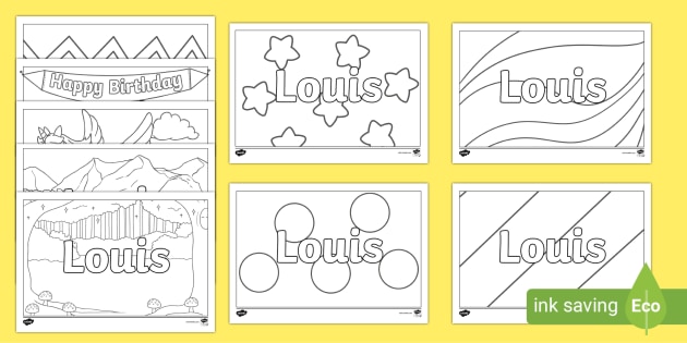 Louis Name Simple Colouring Activity Sheet
