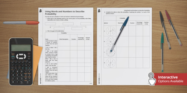 Introduction to Probability Worksheet | KS3 Maths | Beyond