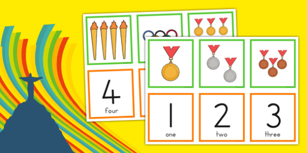 Olympic Counting Matching Cards Matching Cards