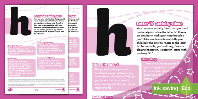 Letter 'h' Activity Ideas (teacher made)