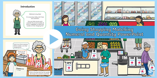 Going Shopping Matching Numeral and Quantity PowerPoint