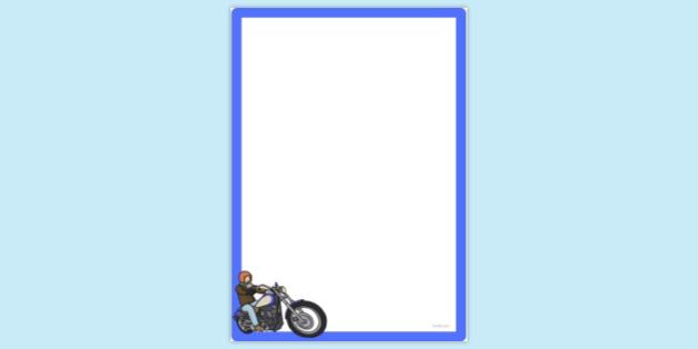 FREE! - Simple Blank Motorcyclist Page Border | Page Borders