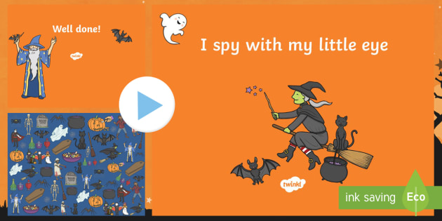 Halloween I Spy Worksheet / Activity Sheet and PowerPoint Pack