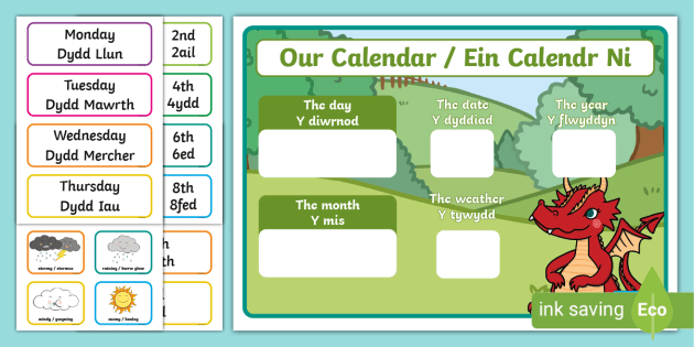 Welsh Calendar Display Pack | Teacher-made by Twinkl